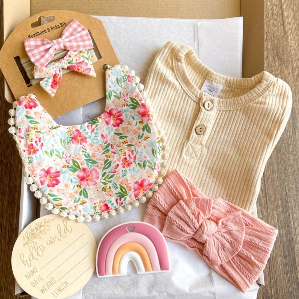New Baby Girl Spring Pink 7-Piece Gift Box | Baby Girl Gift Box | Sassy ...